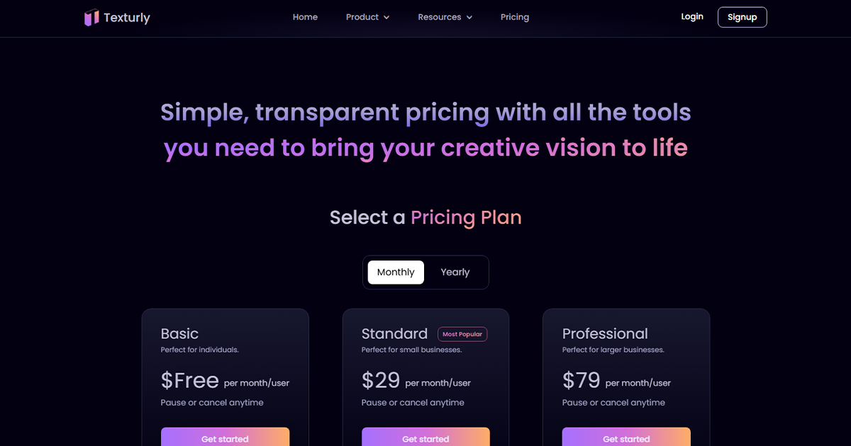 Texturly Pricing – Flexible AI Texture Plans